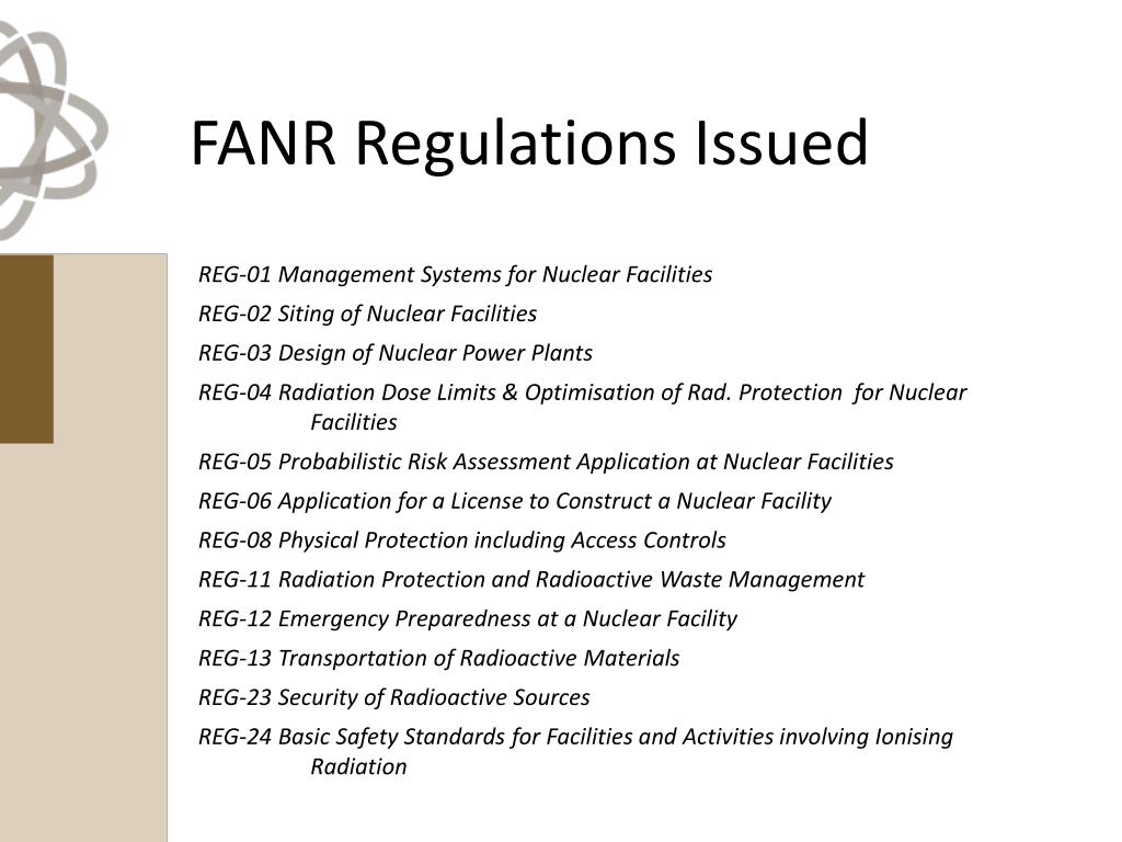 PPT - Federal Authority for Nuclear Regulation Actions to review ...