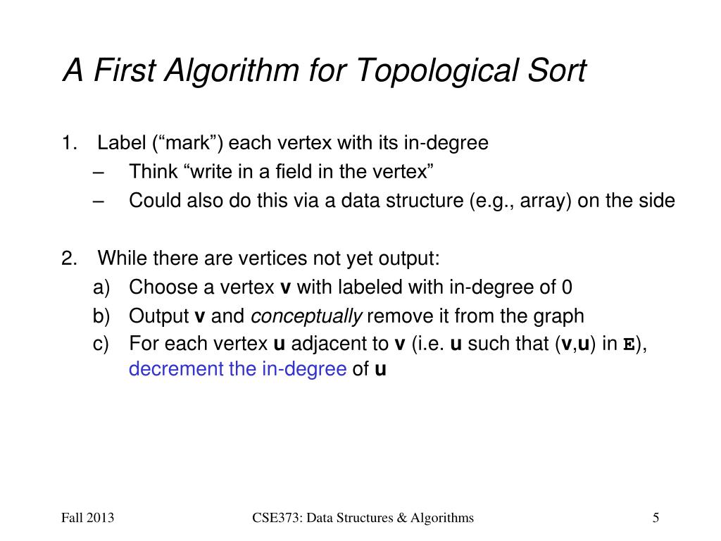 Ppt Cse373 Data Structures And Algorithms Lecture 14 Topological Sort Graph Traversals