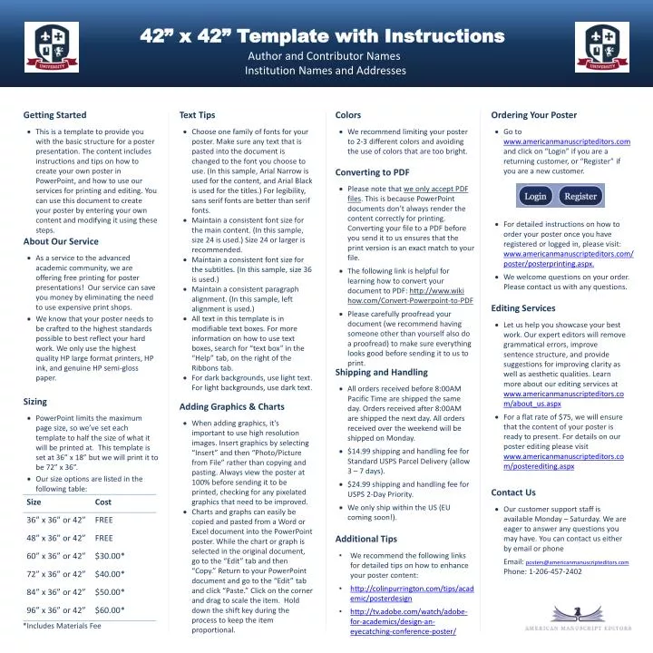 PPT - 42” x 42” Template with Instructions PowerPoint Presentation - ID ...