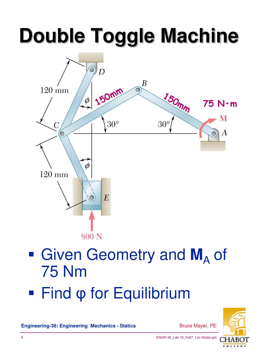 PPT - Solving Equilibrium of a Double Toggle Machine - Engineering ...
