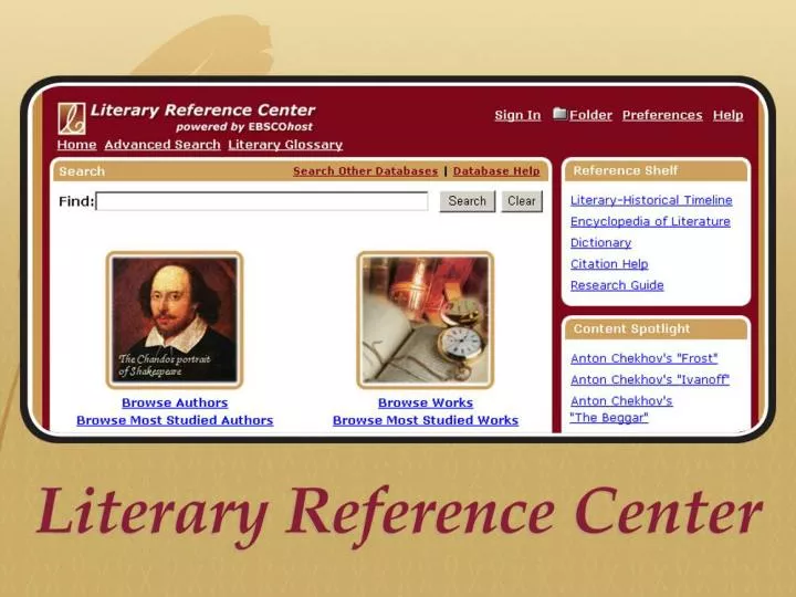 PPT - Literary Reference Center PowerPoint Presentation, free download ...