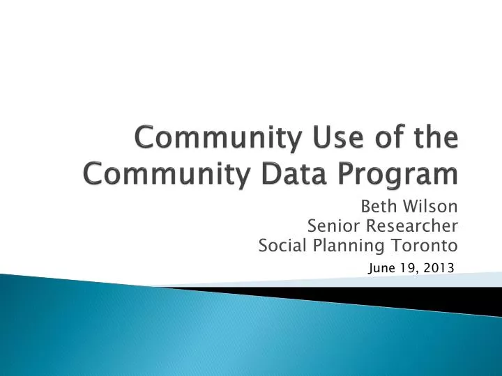 PPT - Community Use of the Community Data Program PowerPoint ...