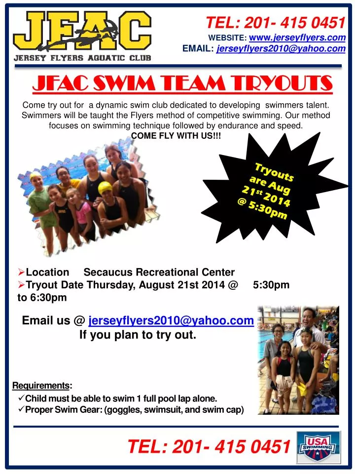 PPT - JFAC SWIM TEAM TRYOUTS PowerPoint Presentation, free download ...