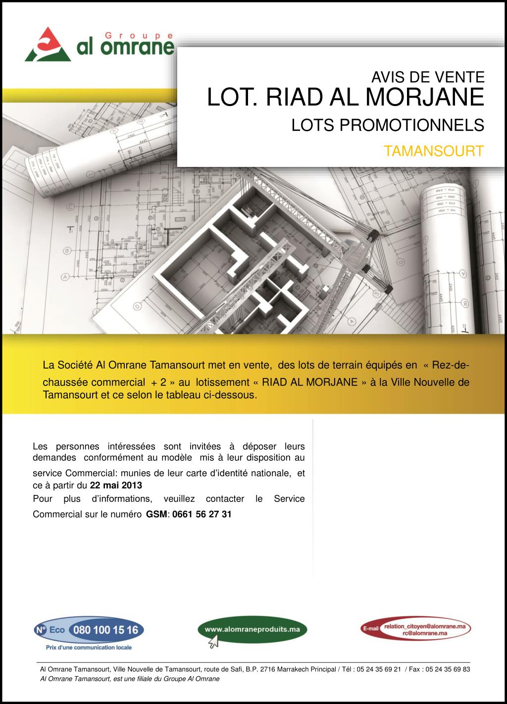 PPT - Avis de vente LOT. RIAD AL MORJANE PowerPoint Presentation, free ...