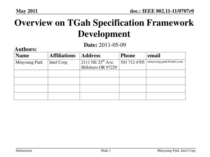 PPT - Overview on TGah Specification Framework Development PowerPoint ...