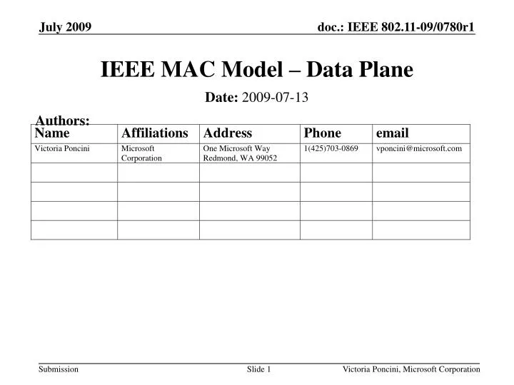 PPT - IEEE MAC Model – Data Plane PowerPoint Presentation, free ...