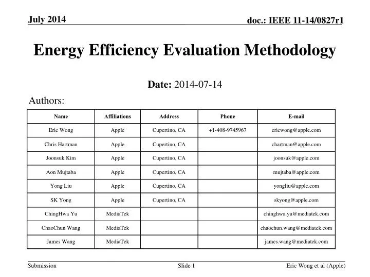 PPT - Energy Efficiency Evaluation Methodology PowerPoint Presentation ...
