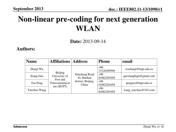 PPT - Non-linear pre-coding for next generation WLAN PowerPoint ...