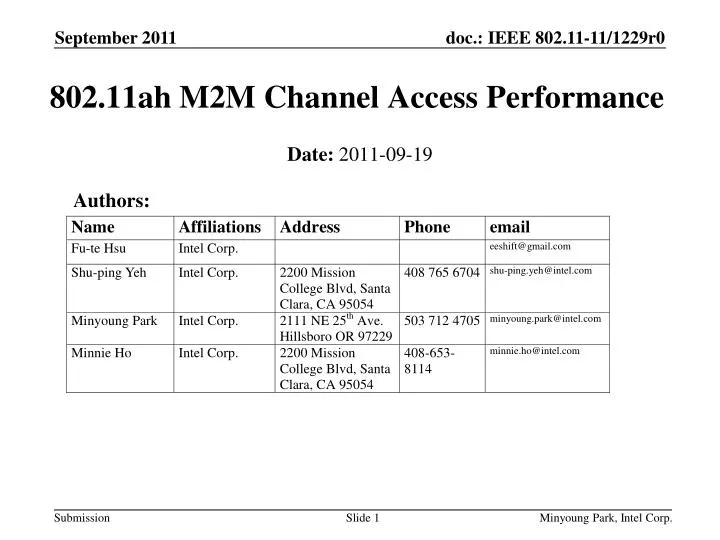 PPT - 802.11ah M2M Channel Access Performance PowerPoint Presentation ...