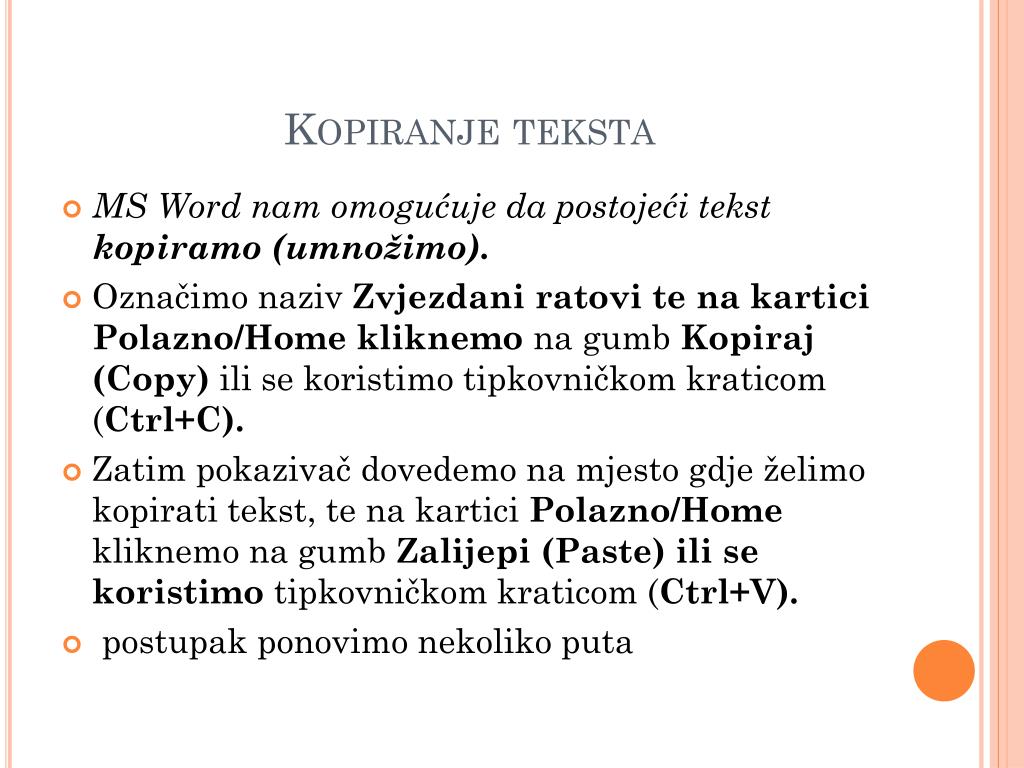 PPT - 5.2. Brisanje, kopiranje i zamjena dijelova teksta PowerPoint ...