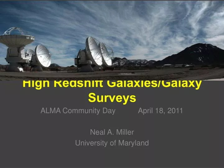 PPT - High Redshift Galaxies/Galaxy Surveys PowerPoint Presentation ...