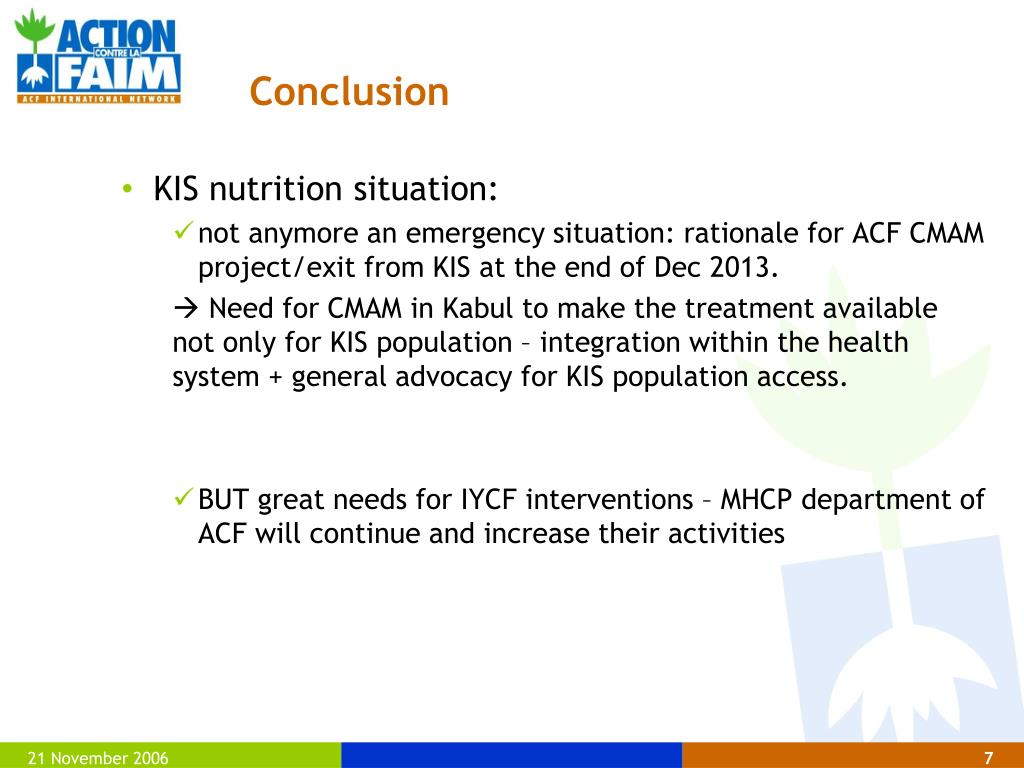 PPT - ACF Nutrition KIS project Achievements and actual nutrition ...