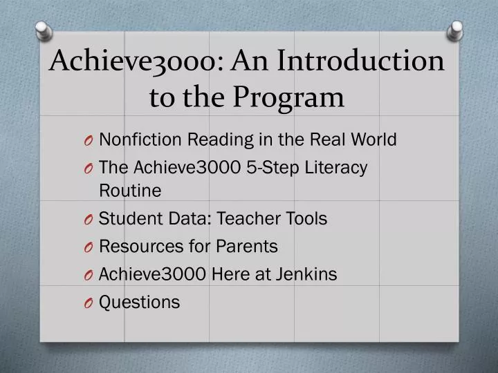 PPT - Achieve3000: An Introduction to the Program PowerPoint ...