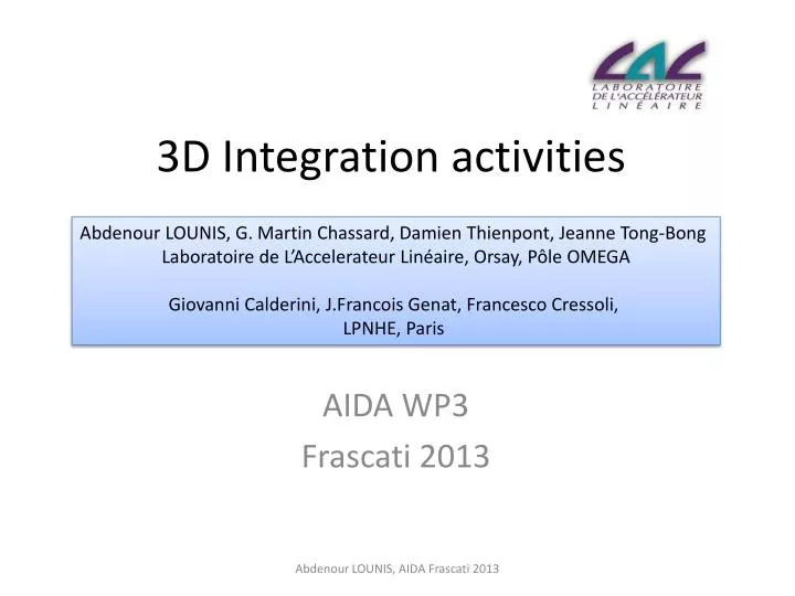 PPT - 3D Integration activities PowerPoint Presentation, free download ...