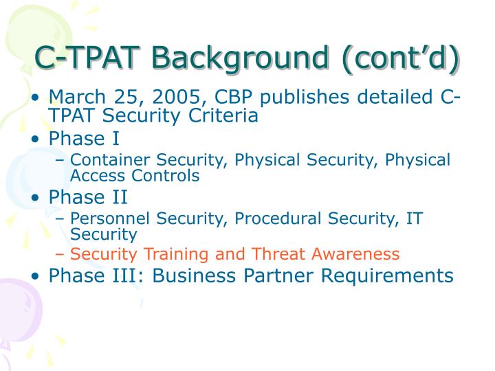 PPT - C-TPAT SECURITY AWARENESS TRAINING PowerPoint Presentation - ID ...