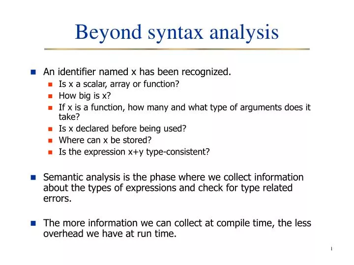 PPT - Beyond syntax analysis PowerPoint Presentation, free download ...