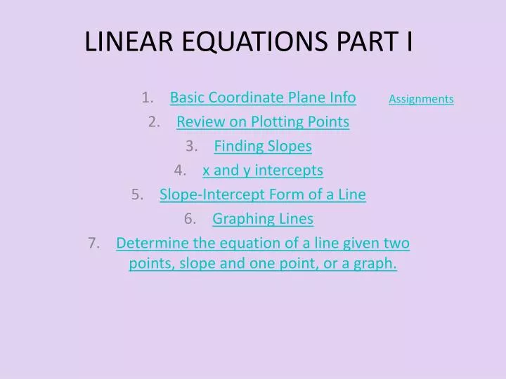 PPT - LINEAR EQUATIONS PART I PowerPoint Presentation, free download ...