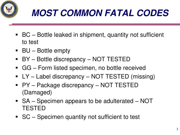 PPT - URINALYSIS DISCREPANCY CODES PowerPoint Presentation - ID:3197452