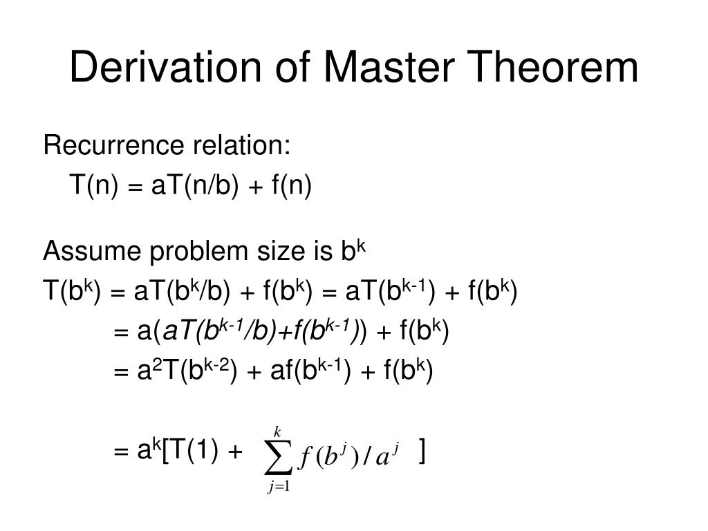 Ppt Recurrence Master Theorem Powerpoint Presentation Free Download