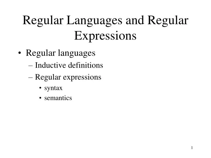 PPT - Regular Languages and Regular Expressions PowerPoint Presentation ...