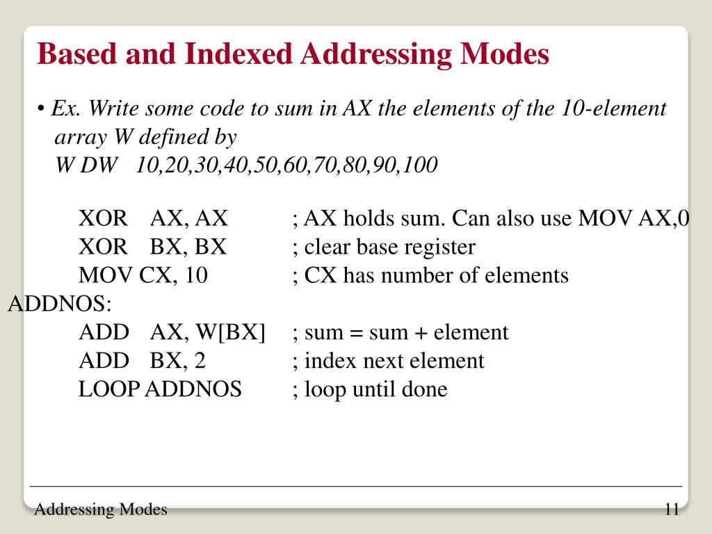 PPT - Assembly Language Lecture 9 (Array and Addressing Modes ... PPT - Assembly Language Lecture 9 (Array and Addressing Modes ...