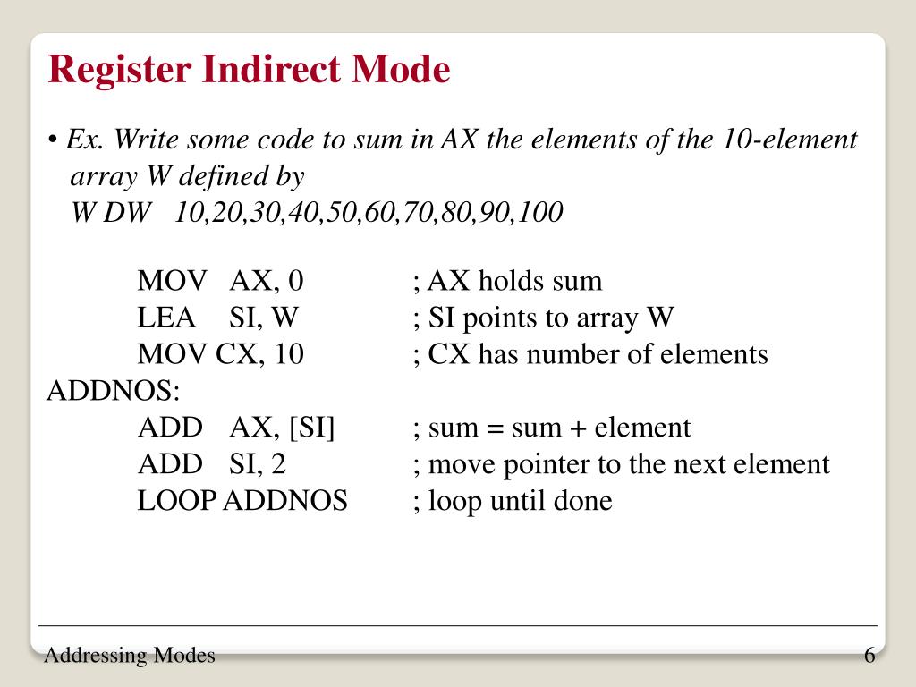 PPT - Assembly Language Lecture 9 (Array and Addressing Modes ... PPT - Assembly Language Lecture 9 (Array and Addressing Modes ...
