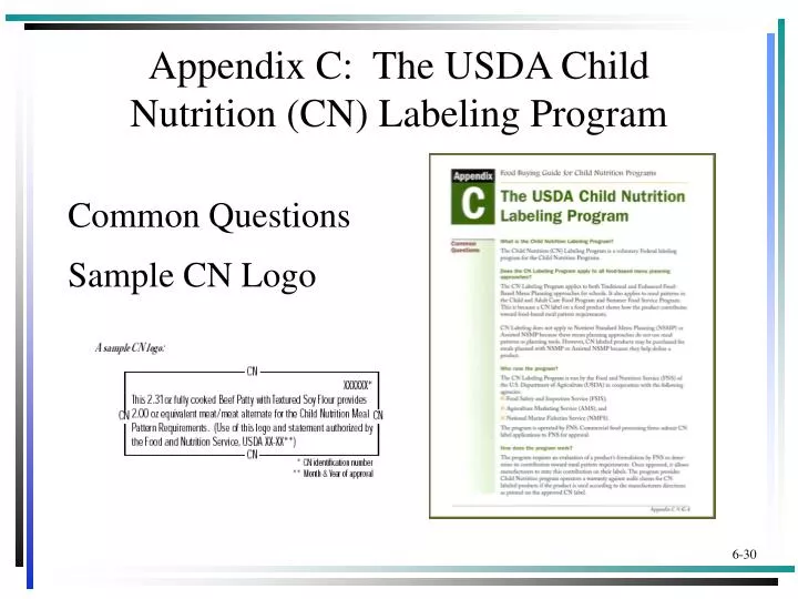 PPT - Appendix C: The USDA Child Nutrition (CN) Labeling Program ...