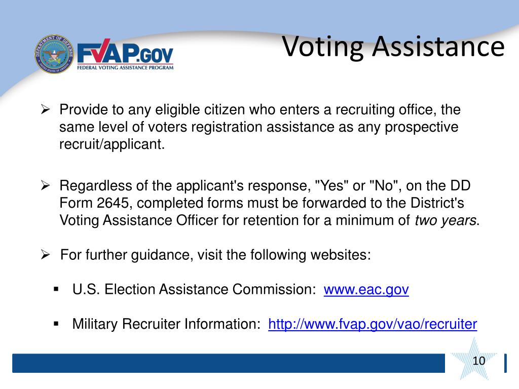 PPT - Recruiters and Voting Recruiting Offices as Voter Registration ...