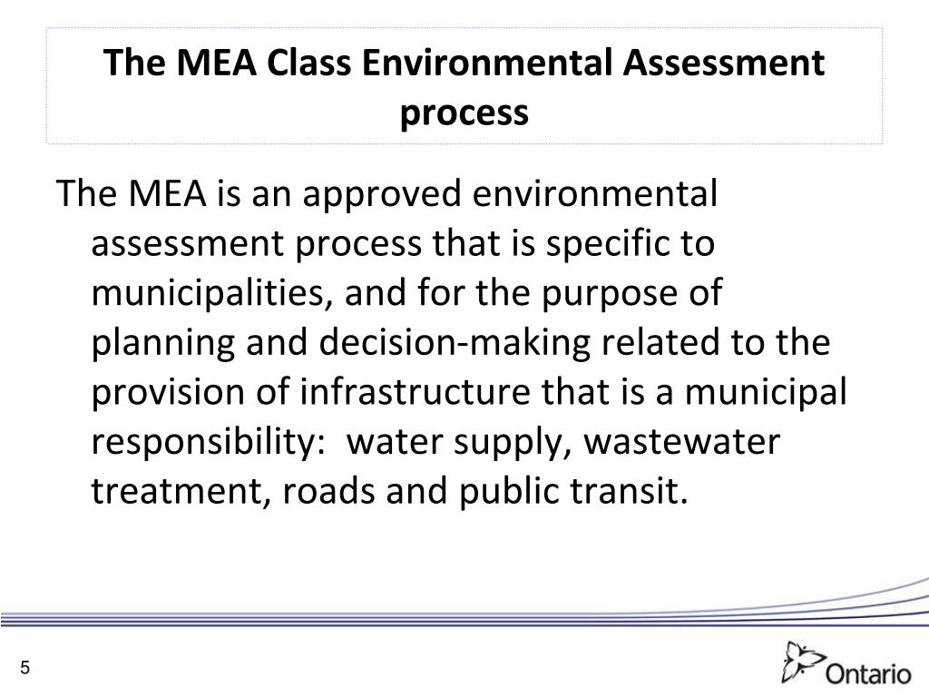 PPT - MEA Class EA Requirements to support a new Sewage Treatment ...