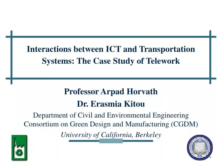 PPT - Interactions between ICT and Transportation Systems: The Case ...