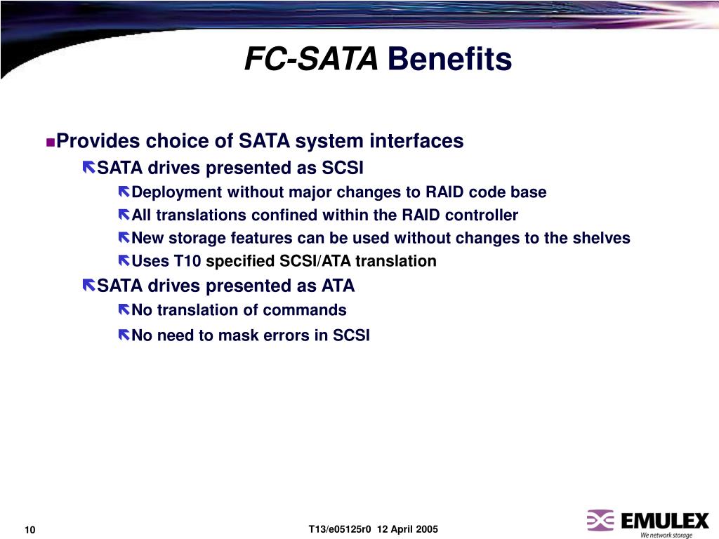 PPT - SATA Connectivity over Fibre Channel Ken Hirata, Emulex ...