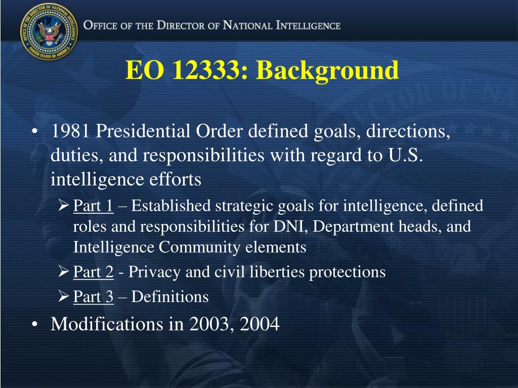 PPT - Executive Order 12333 United States Intelligence Activities ...
