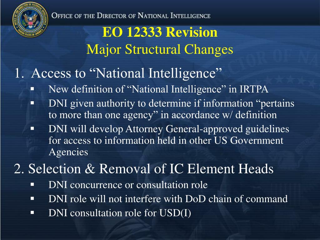 PPT - Executive Order 12333 United States Intelligence Activities ...