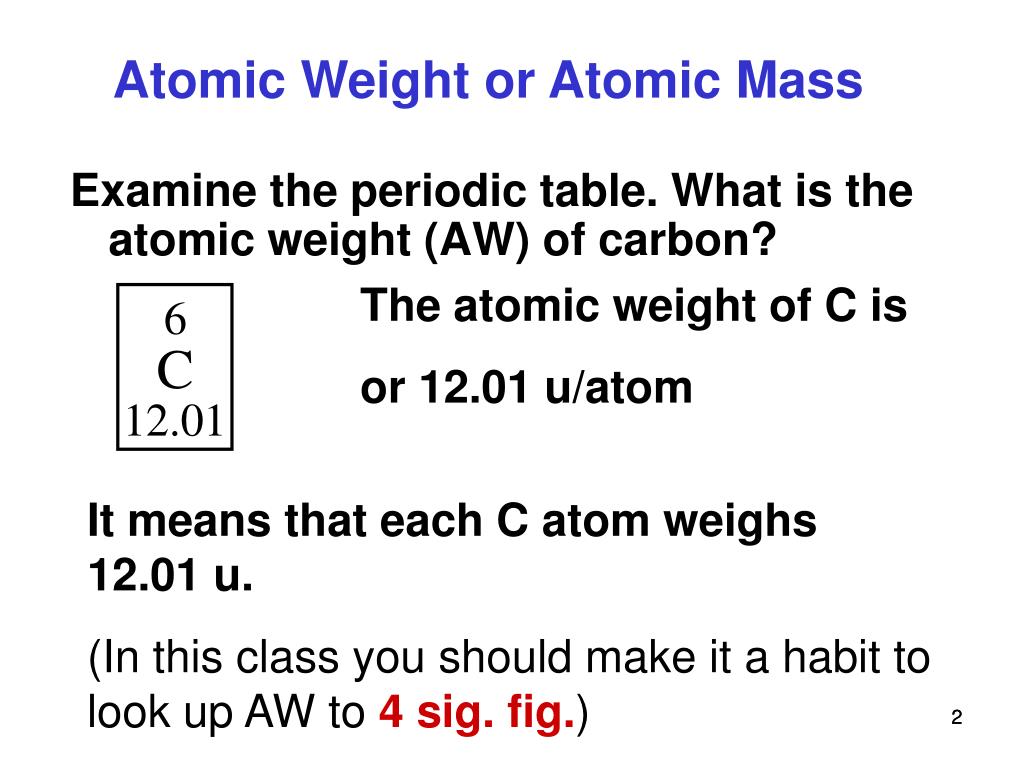 PPT - Atomic Weight, Molecular Weight, Formula Weight and Molar Mass ...