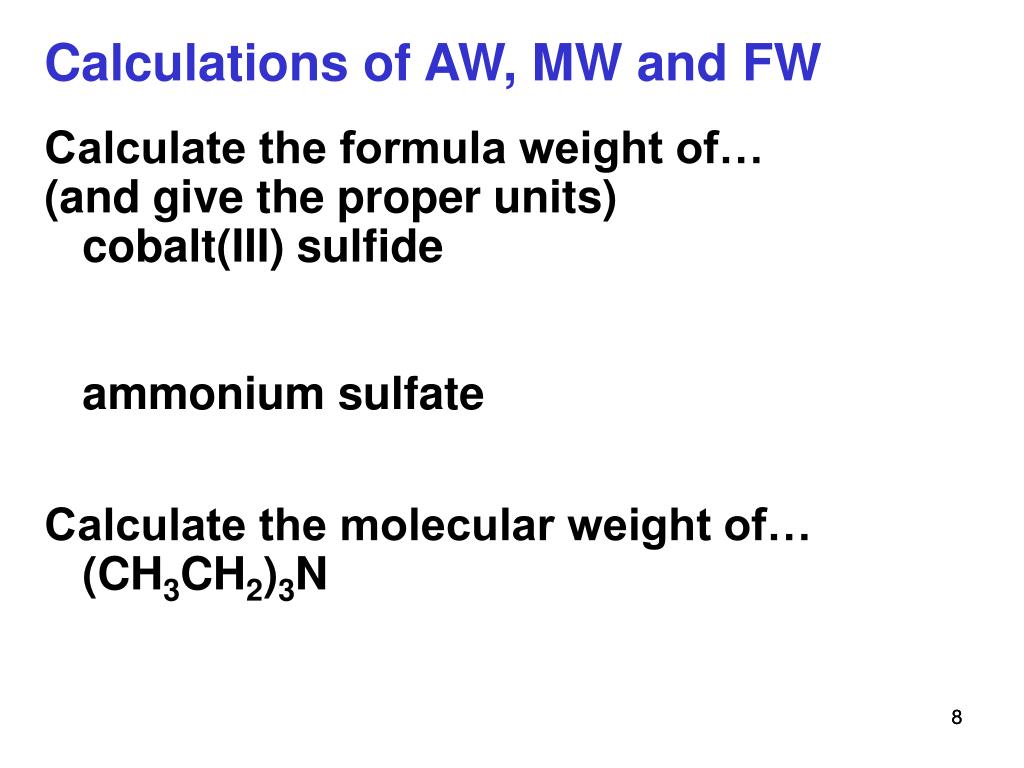 PPT - Atomic Weight, Molecular Weight, Formula Weight and Molar Mass ...
