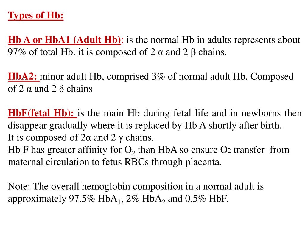 PPT - Hemoglobin ( Hb ) Hb is found in RBCs its main function is to ...