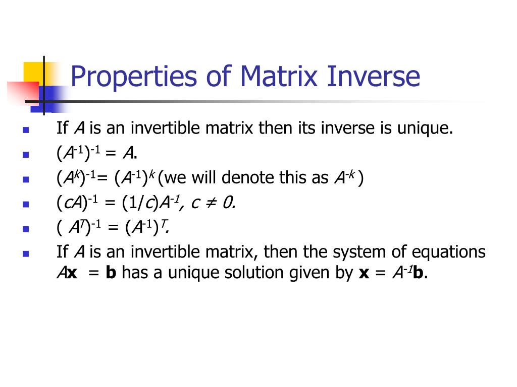 Properties Of Inverse Matrix