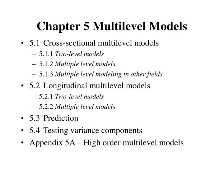 PPT - Chapter 5 Multilevel Models PowerPoint Presentation, free ...