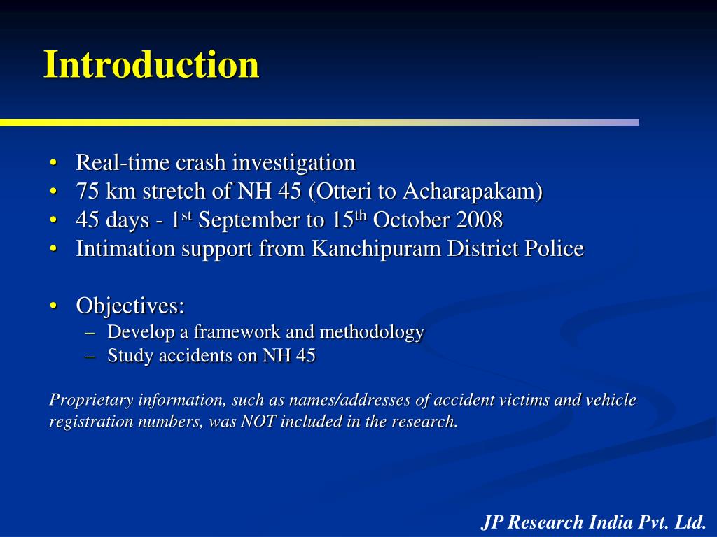 PPT - Analysis of Road Traffic Accidents on NH 45 (Kanchipuram District ...