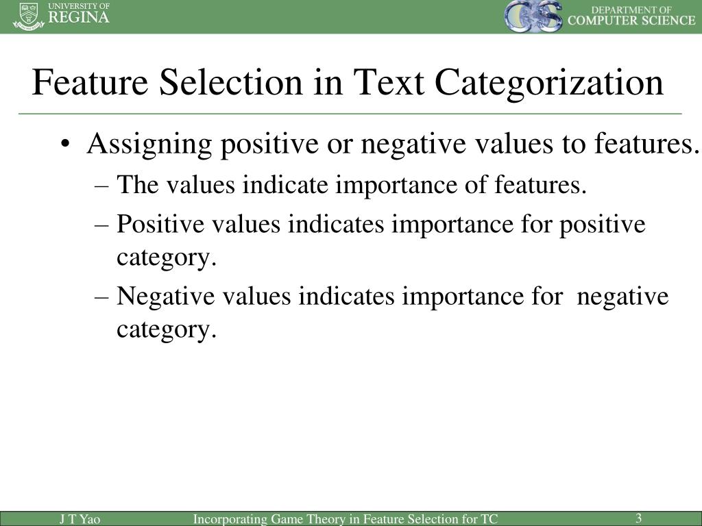 Ppt Incorporating Game Theory In Feature Selection For Text