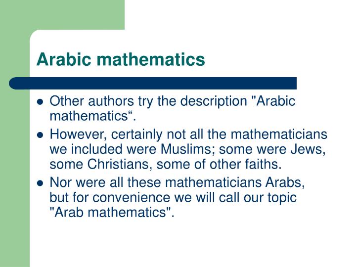 PPT - Arabic Mathematics, Indian Mathematics and zero PowerPoint ...