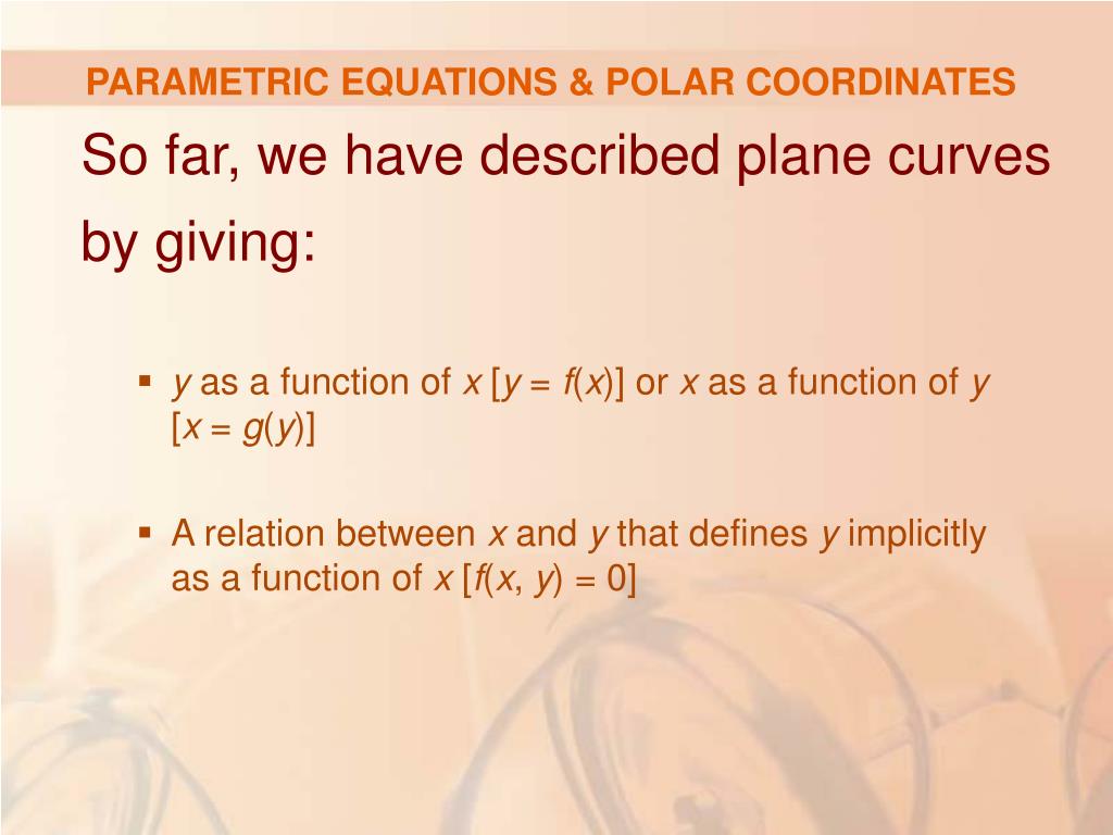 Ppt Parametric Equations And Polar Coordinates Powerpoint