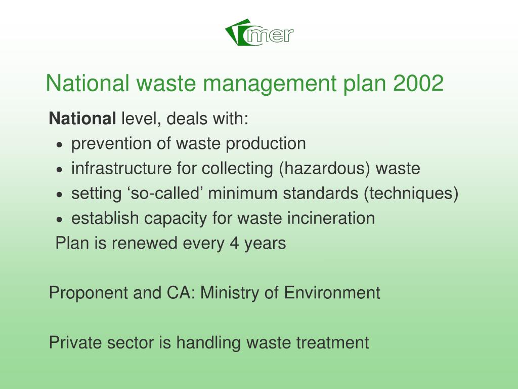 PPT - National Plan Waste Management 2002 Strategic Environmental ...