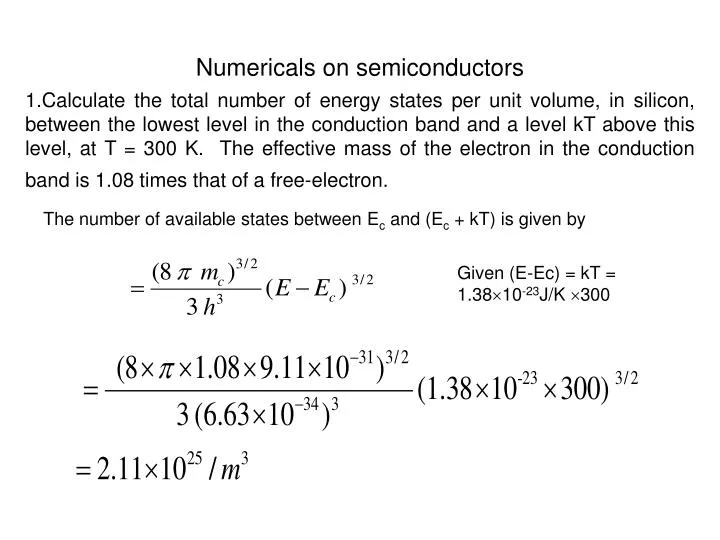 PPT - Numericals on semiconductors PowerPoint Presentation, free ...