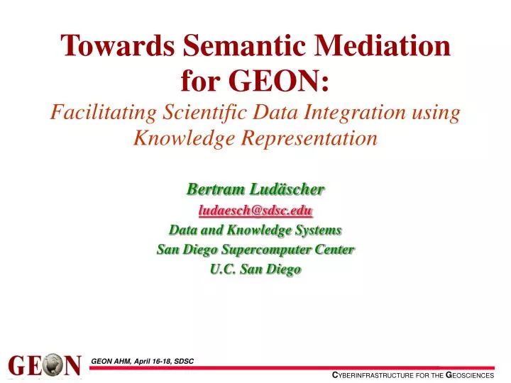 PPT - Bertram Ludäscher ludaesch@sdsc Data and Knowledge Systems San Diego Supercomputer Center ...