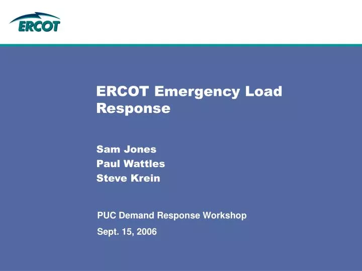 PPT - ERCOT Emergency Load Response PowerPoint Presentation, free ...