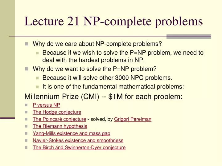 PPT - Lecture 21 NP-complete problems PowerPoint Presentation, free ...