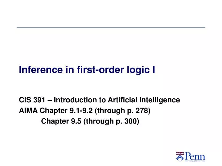 PPT - Inference in first-order logic I PowerPoint Presentation, free ...