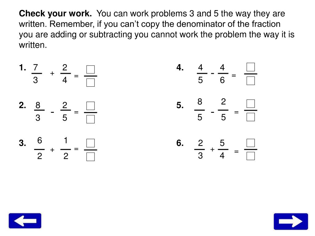 PPT - Adding and Subtracting Fractions with like Denominators ...