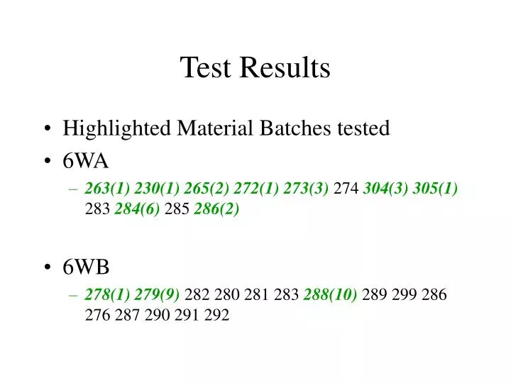 PPT - Test Results PowerPoint Presentation, free download - ID:3209391